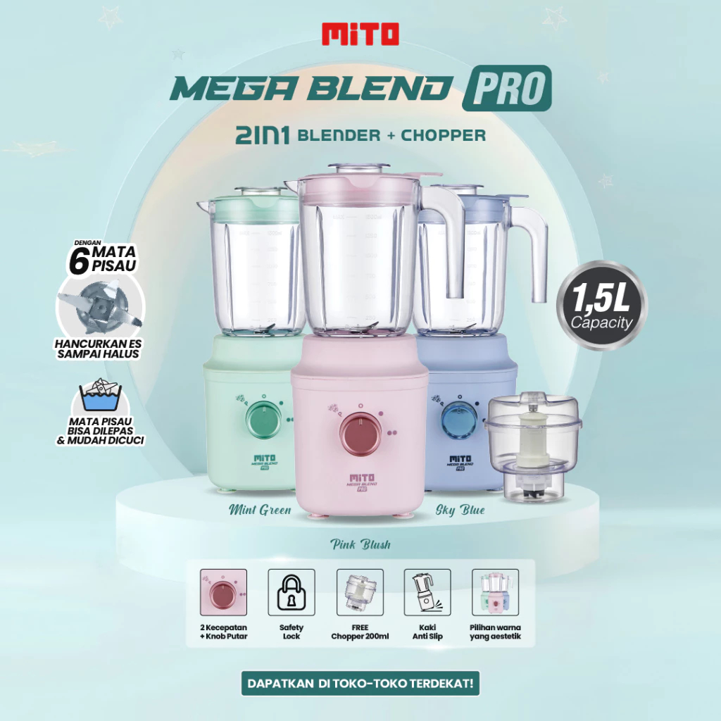 Jual MITO --- MEGA BLEND PRO BL300 - 1,5L Jar 2 Tingkat Kecepatan + Pulse + 6 Mata Pisau dengan ...