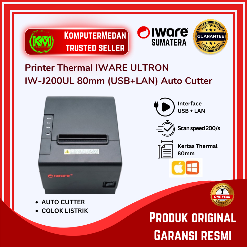 Jual Printer Thermal IWARE ULTRON IW-J200UL J200U J200UL 80mm (USB+LAN ...