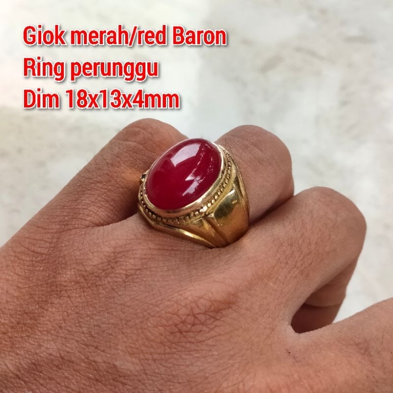 Jual CINCIN PRIA BATU RED BARON SERAT DALAM GIOK MERAH RING PERUNGGU ...