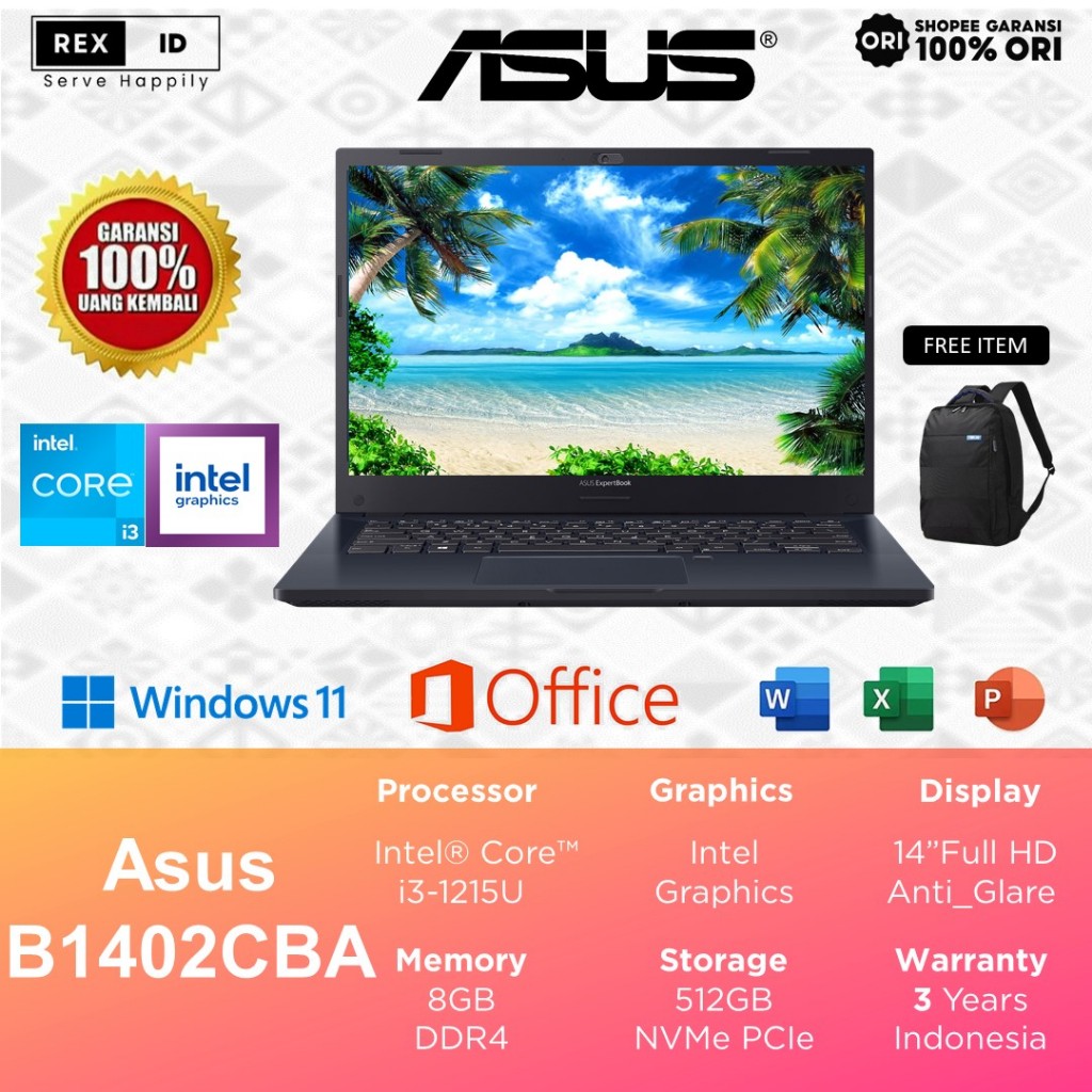 Jual Asus ExpertBook B1402CBA Intel i3-1215U RAM 8GB 512GB SSD ...