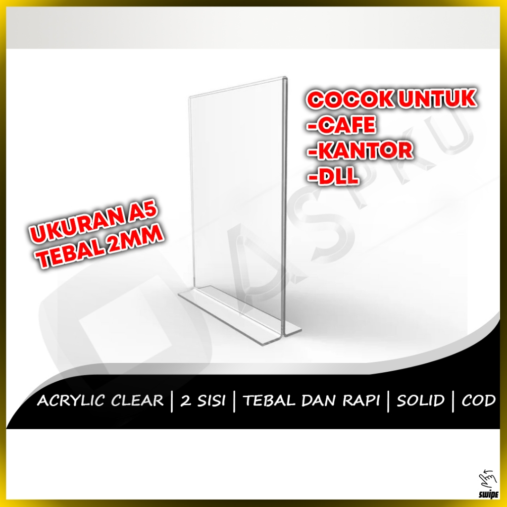 Jual Akrilik Tegak A6 Model T Acrylic Clear Papan Kartu Bisnis ...