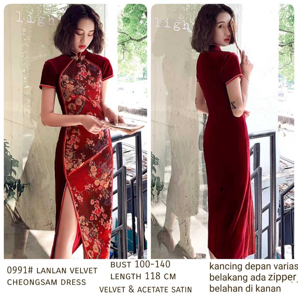 Jual SALE MURAH DRESS 0991 3M THREE M LANLAN VELVET CHEONGSAM DRES ...
