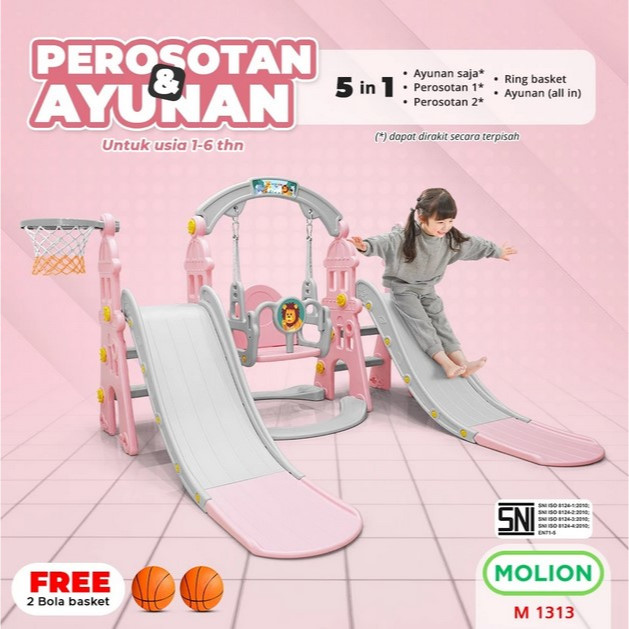 Jual MOLION Prosotan Seluncuran 5in1 Swing Double Slide HDPE Mainan ...