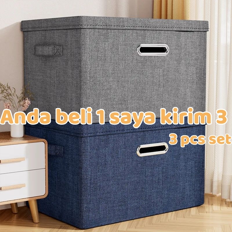Jual Linen Kotak Penyimpanan Dengan Tutup Storage Box Mainan Lipat Box ...