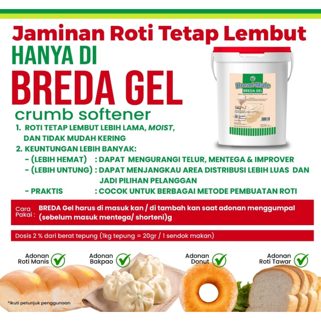 Jual PELEMBUT ROTI CRUMB SOFTENER Breadmate Breda Gel (breadgel) REPACK ...
