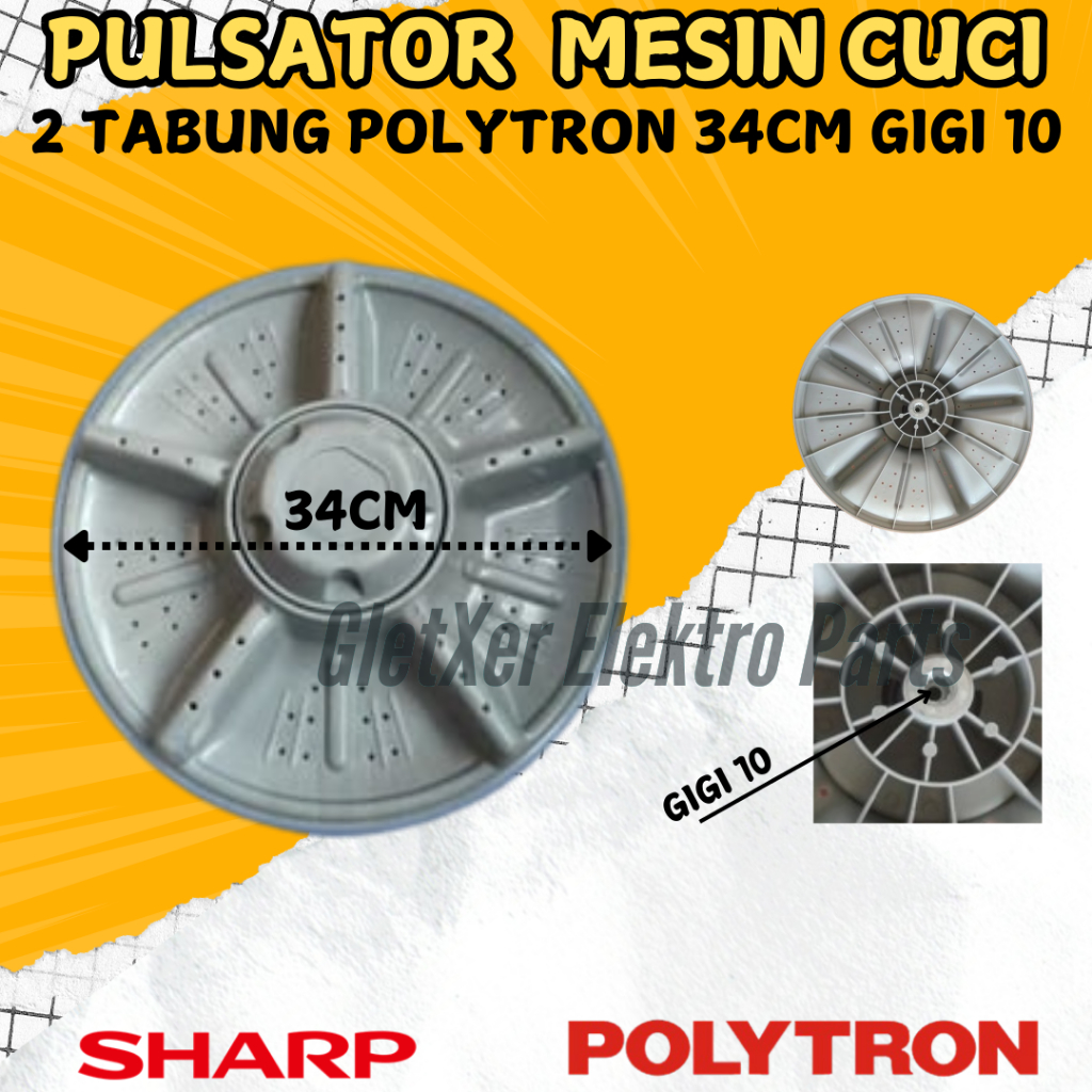 Jual Pulsator Pemutar Penggiling Mesin Cuci 2 Tabung Polytron 34cm Gigi ...