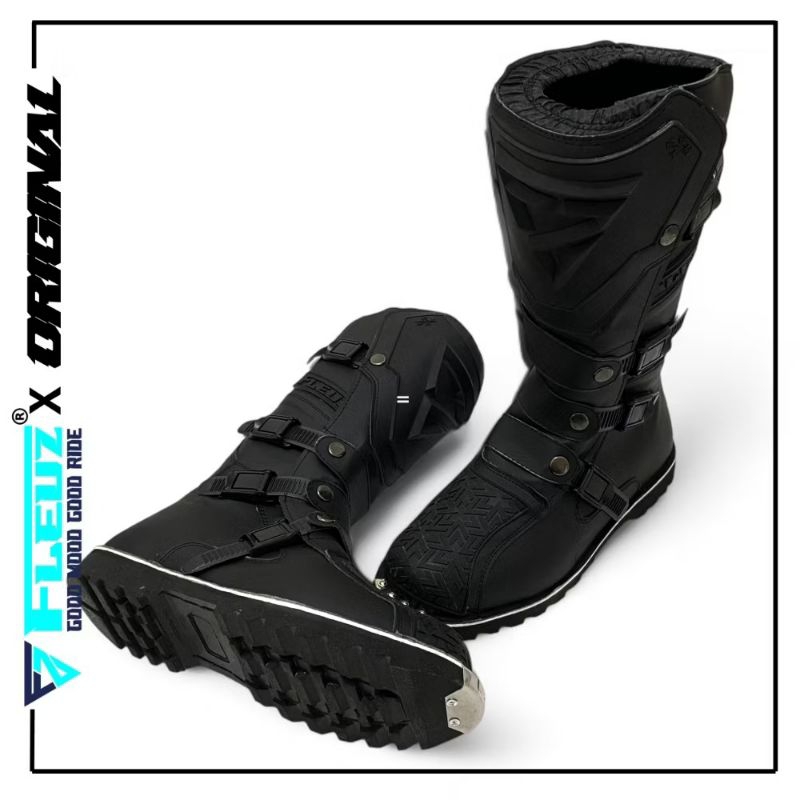 Jual SEPATU MX TRAIL MOTOCROSS ADV GASTRACK TRABAS -FLEUZ- FULL BLACK ...