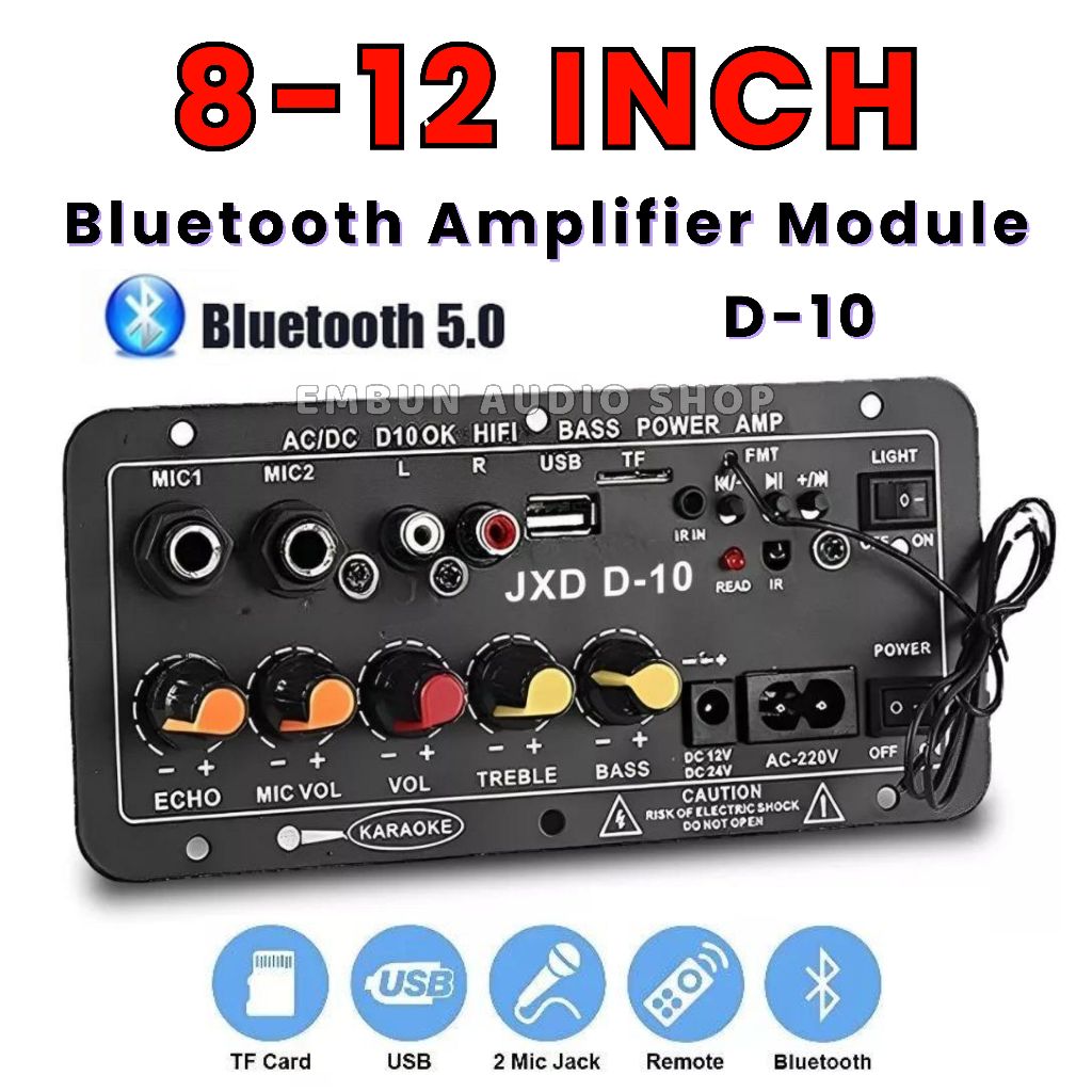 Jual Amplifier Bluetooth Board Power Audio D10 Subwoofer 8-12 Inch ...