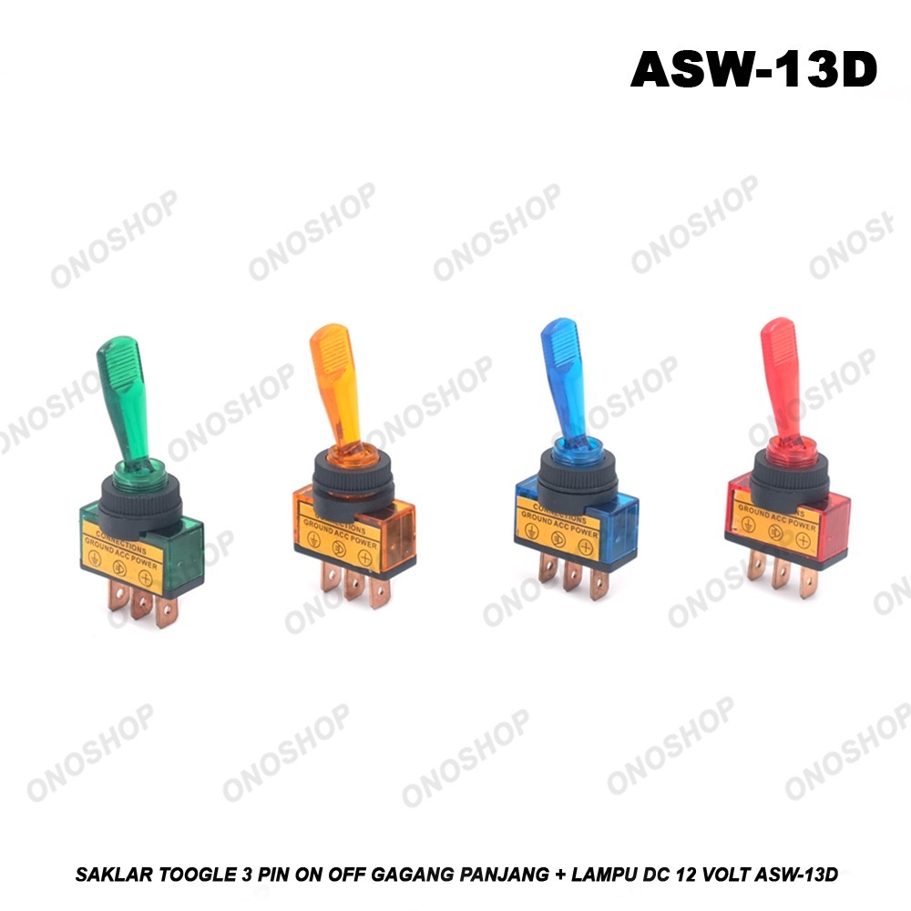 Jual Saklar Toogle 3 Pin On Off Gagang Panjang + Lampu DC 12 Volt ASW ...