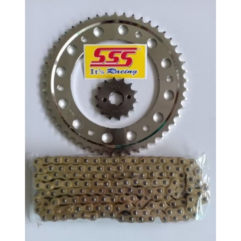 Jual gear gir set sss 428 rantai gold Crf 150 Crf 150L uk 48 49 50 51 52 53 54 55 | Shopee Indonesia