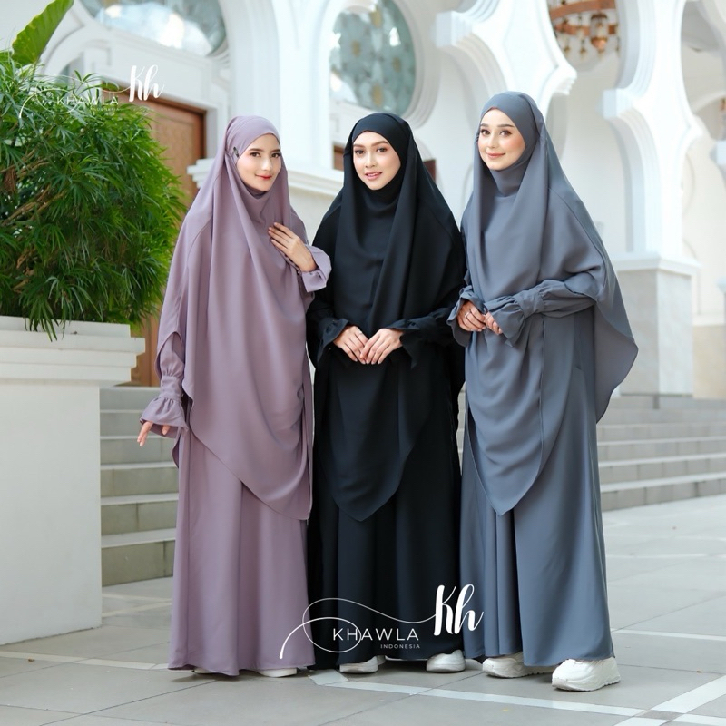 Jual COD Madinah Syar'i Set French Khimar Bahan Fortaleza | Gamis syar'i Set French Khimar ...