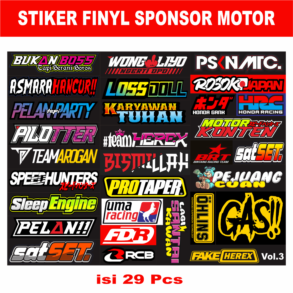 Jual stiker pack sponsor motor - kata-kata viral | Shopee Indonesia