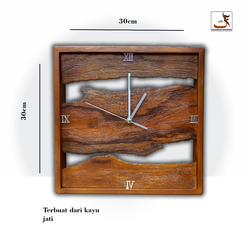 Jual Jam Dinding Aesthetic Kayu Jati 30x30cm, Jam Dinding Unik ...