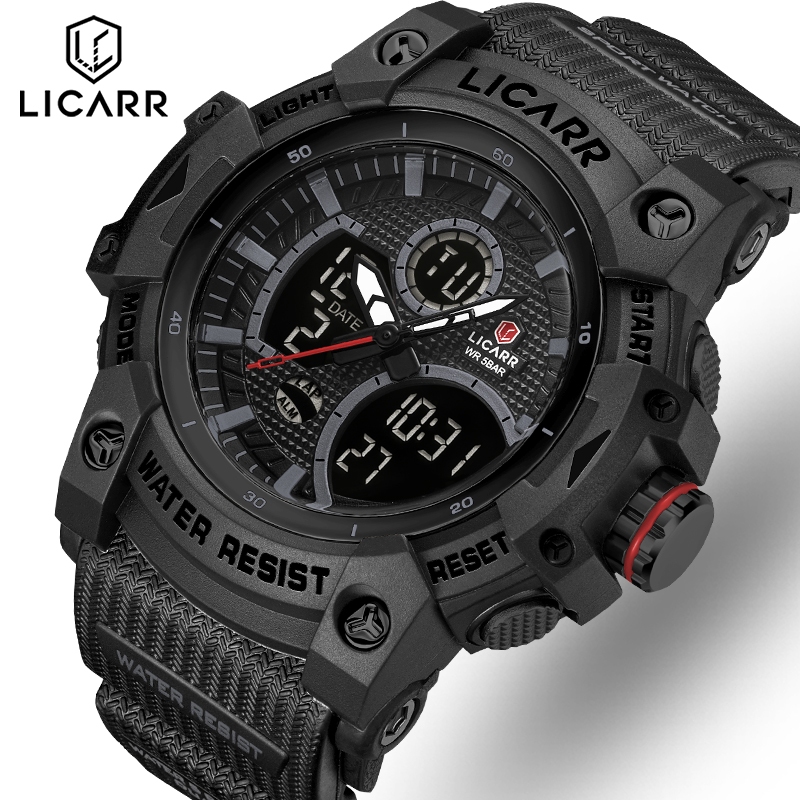 Jual LICARR Jam Tangan Pria Anti Air Olahraga Analog Digital Santai ...
