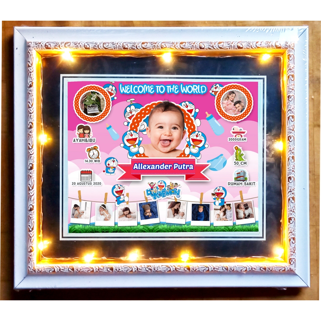 Jual Biodata Bayi Pigora Kaca 10R / biodata frame bingkai kaca / kado bayi / gift biodata bayi ...