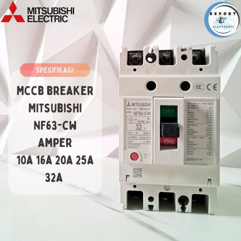 Jual MCCB BREAKER 3P MITSUBISHI NF63-CW 10A 16a 20a 25a 32A NFB | Shopee Indonesia