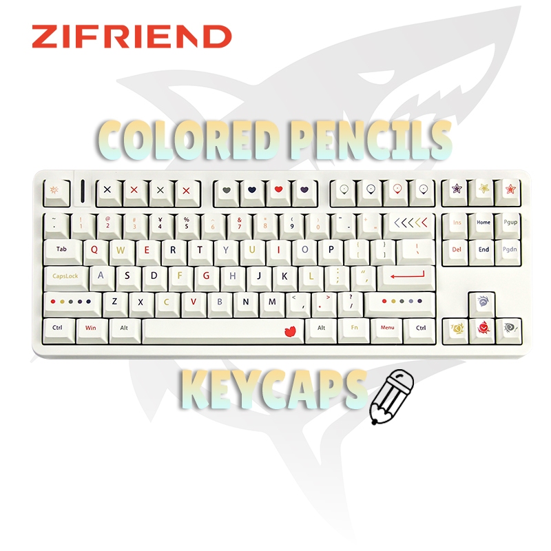 Jual ZIFRIEND Colored Pencils 126 Keys Keycaps Dye-sublimated Keycap Cherry Profile PBT Material ...