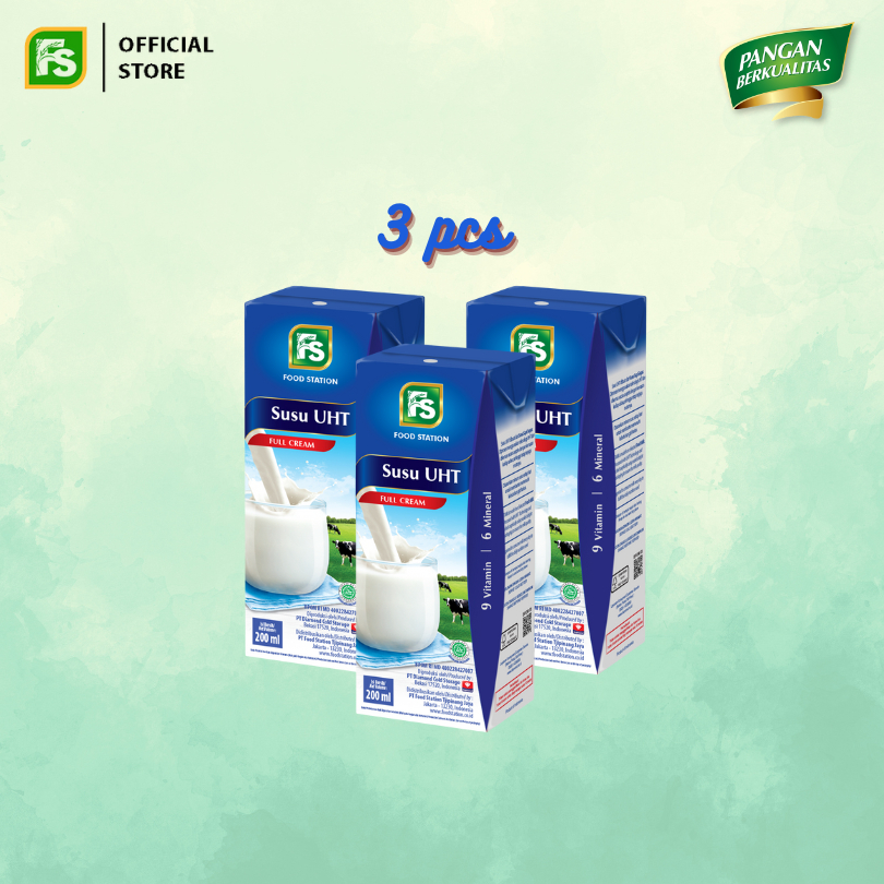 Jual Food Station - FS Susu Sapi UHT 200ml (3 Pcs) | Shopee Indonesia