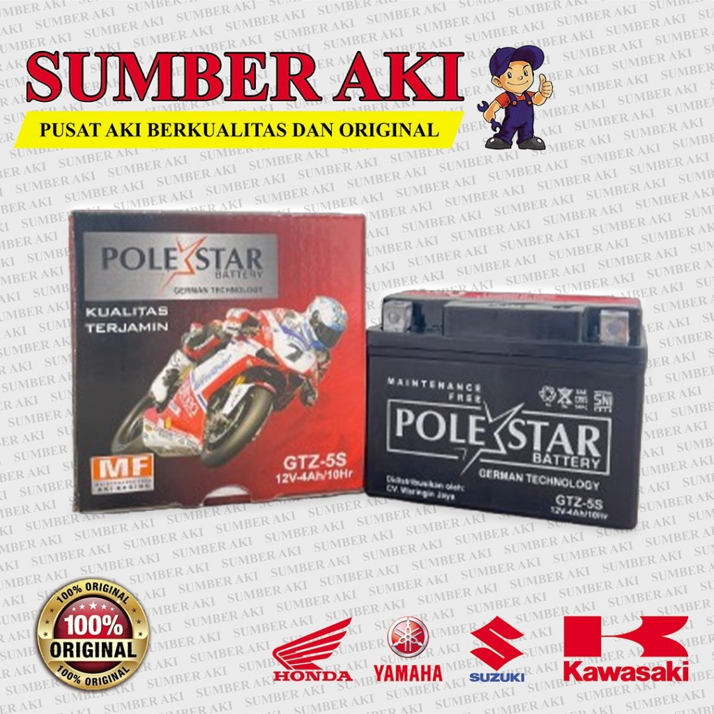 Jual Aki Motor POLESTAR MF GTZ5S ORIGINAL MIO SOUL MIO J REVO BEAT FI ESP VARIO OLD 110 JUPITER ...