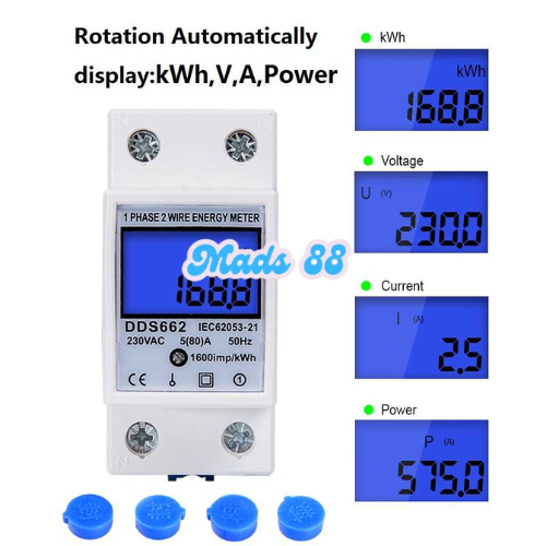 Jual Meteran kWh Meter Alat Pengukur Penggunaan Listrik Bulanan Rumah LCD Digital Portabel ...