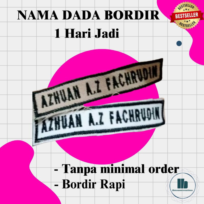 Jual BED NAMA DADA BORDIR KILAT SEHARI JADI BED SEKOLAH BED NAMA BED ...