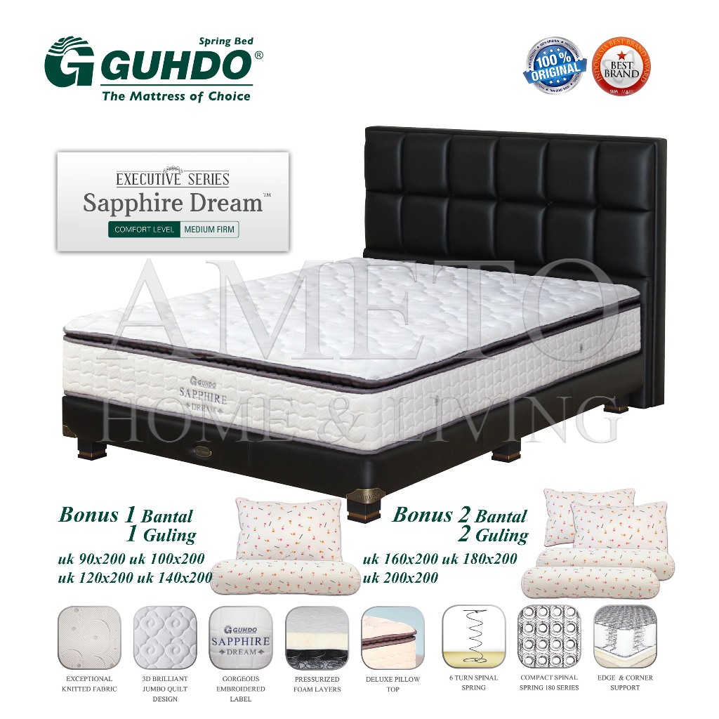 Jual Guhdo Springbed Sapphire Dream 90, 100, 120, 140, 160, 180, 200 cm Legacy Style Full Set ...
