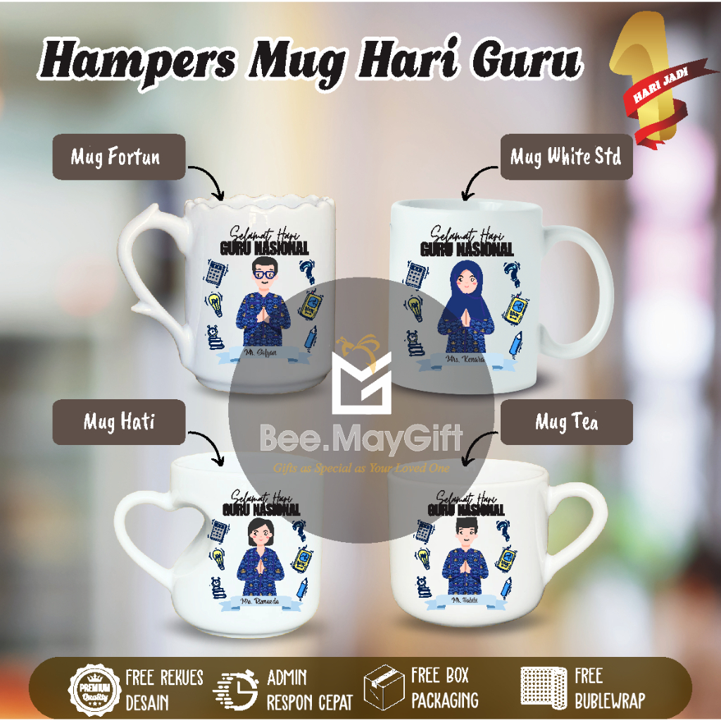 Jual SEHARI JADI. Mug Custom GURU / Kado Hampers Guru / Hadiah Guru ...
