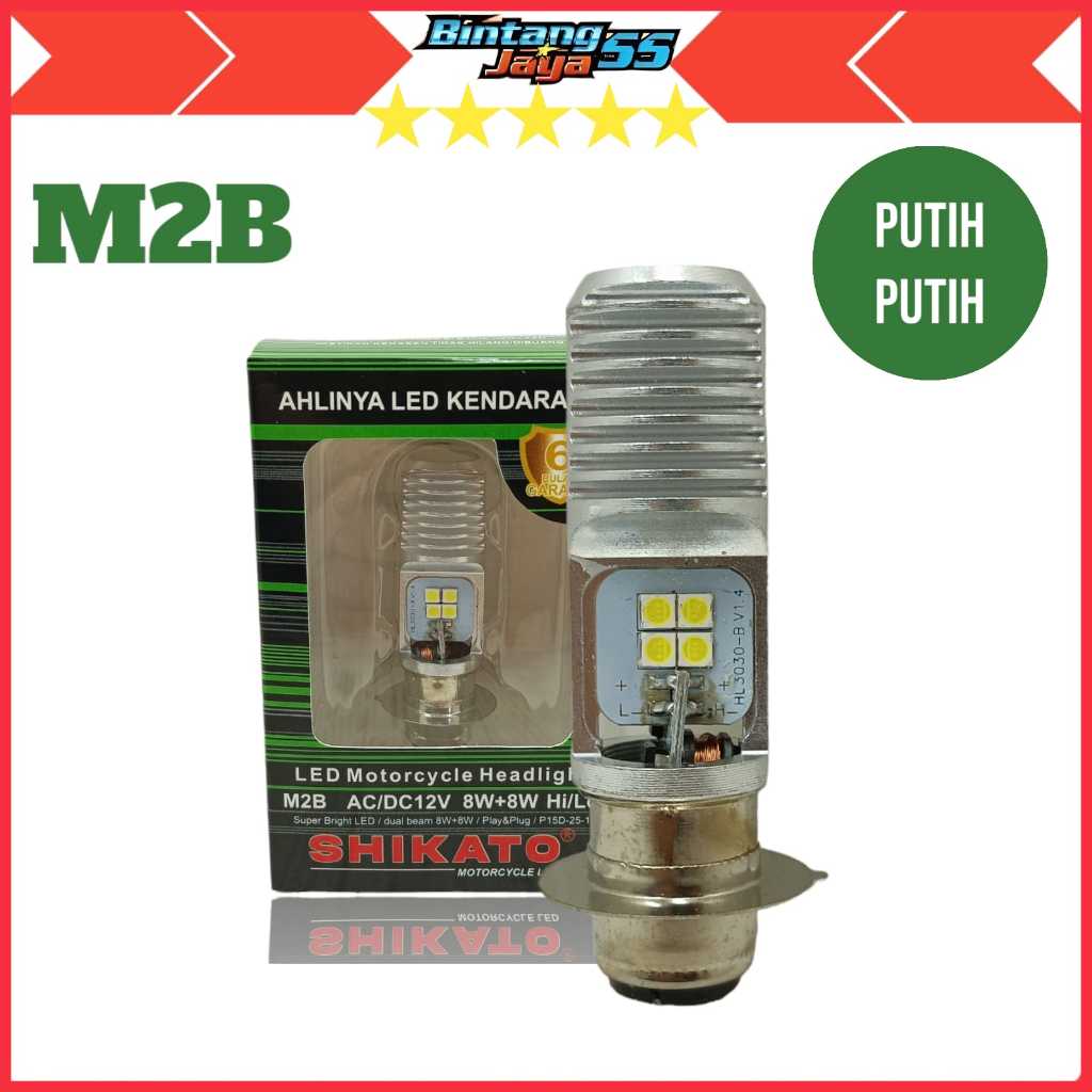 Jual LAMPU BOHLAM DEPAN MOTOR SHIKATO M2B BOHLAM LAMPU LED DEPAN M2B AC DC HI LO BEBEK MATIC ...
