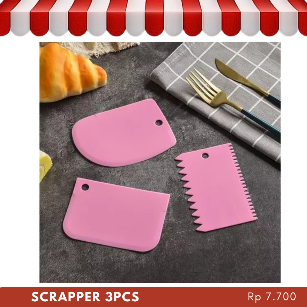 Jual Scraper Kue Halus Gerigi Perata Butter Cream Pemotong Adonan Set ...