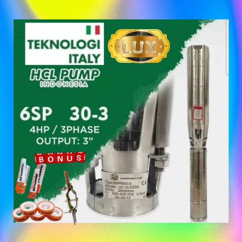 Jual Pompa satelit 6 " STAINLESS HCL 6SP30/3 4Hp 3Phase submersible 380 ...