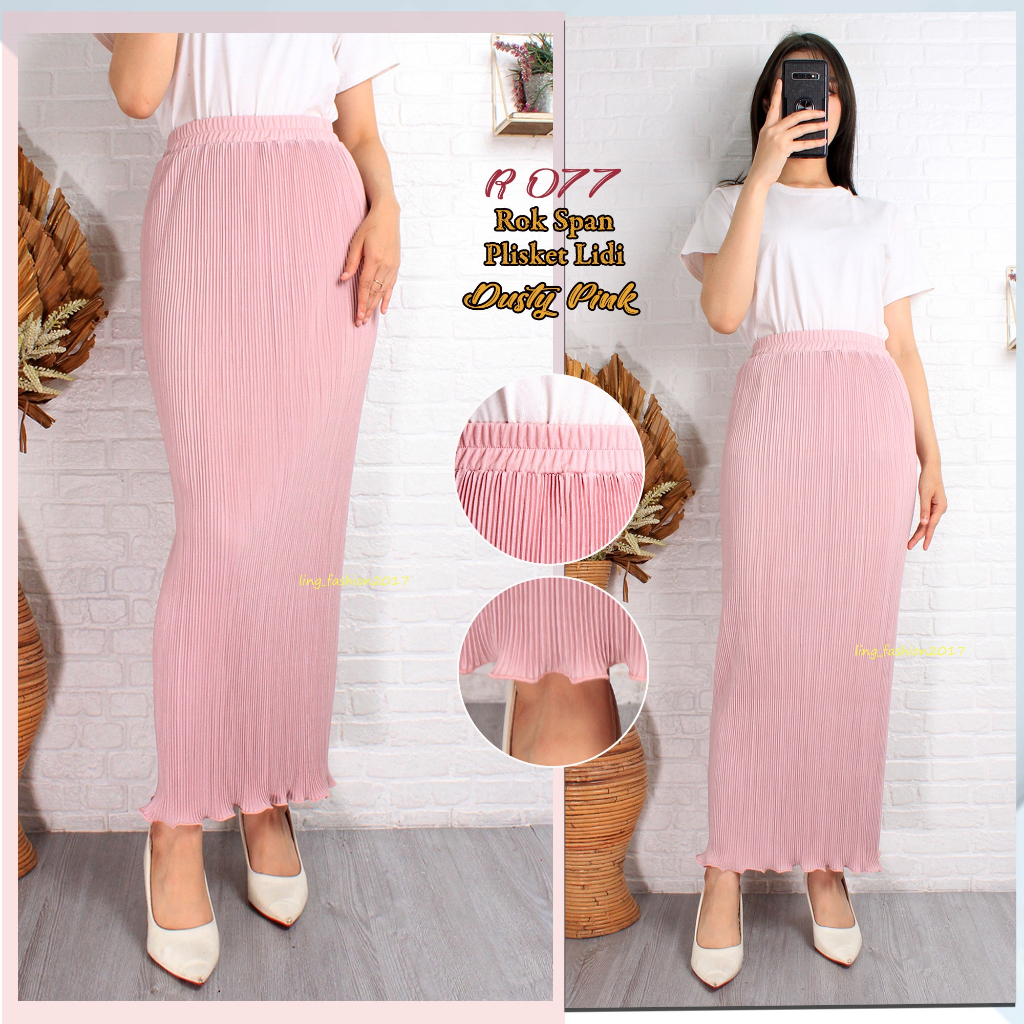Jual Rok Span Plisket Lidi Wavy Panjang/ Rok Span/ Rok Plisket/ Rok Wavy/ Rok Span Wavy/ Rok ...