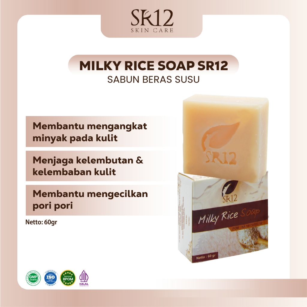 Jual SR12 Sabun Beras Susu Herbal BPOM - Milky Rice Soap - Kulit ...
