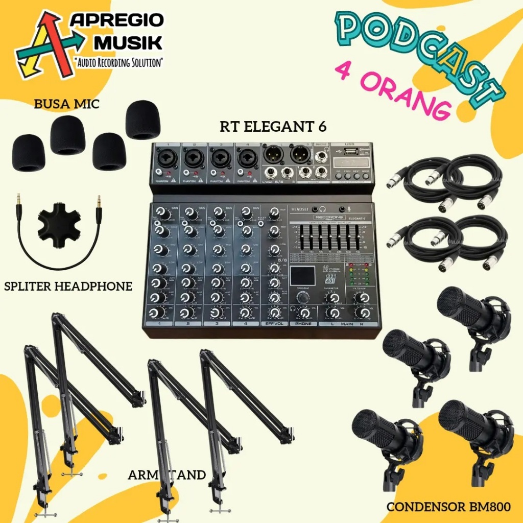 Jual Paket Podcast 4 orang Murah lengkap RT Elegant 6 BM800 | Shopee ...