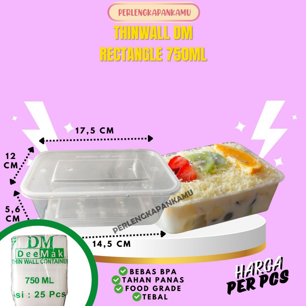 Jual Thinwall 750ml Rec Kotak Makan Plastik Food Container Box Makan ...