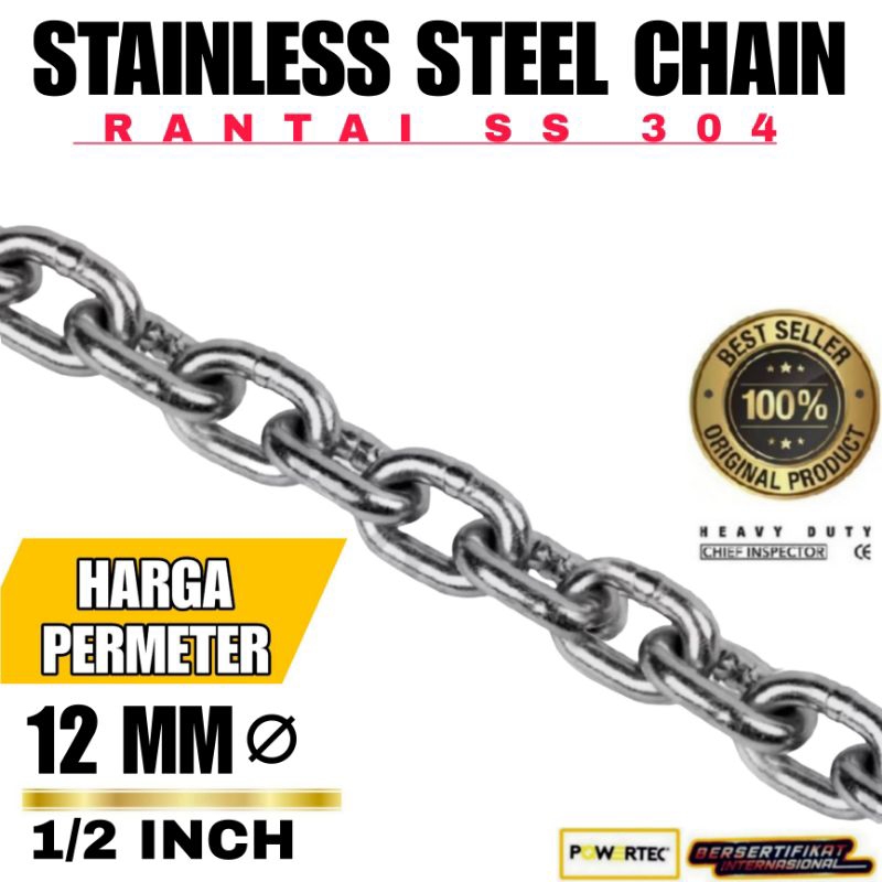 Jual RANTAI SS 304 12 MM POWERTEC STAINLESS STEEL CHAIN 12 MM ...