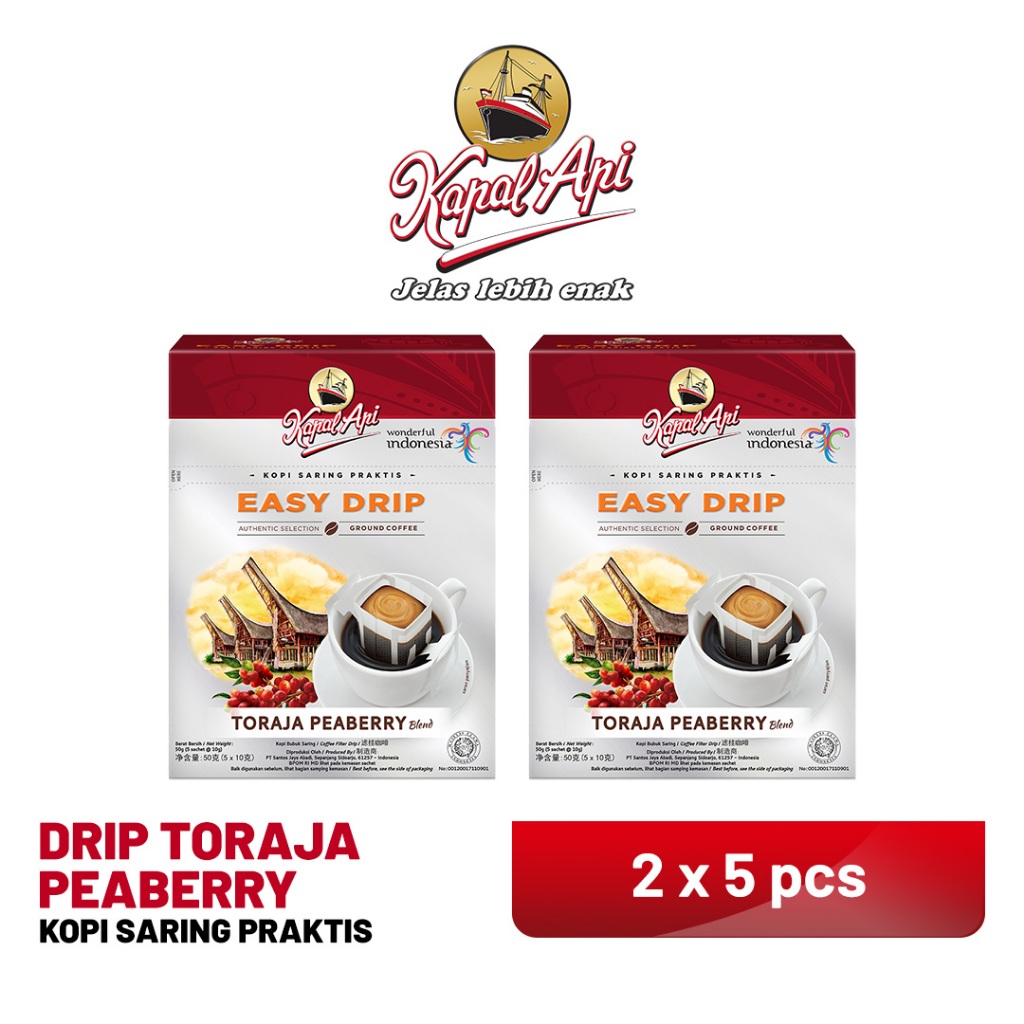 Jual KAPAL API Drip Toraja Peaberry 2 Folding Box (5 x 10 gr) | Shopee ...