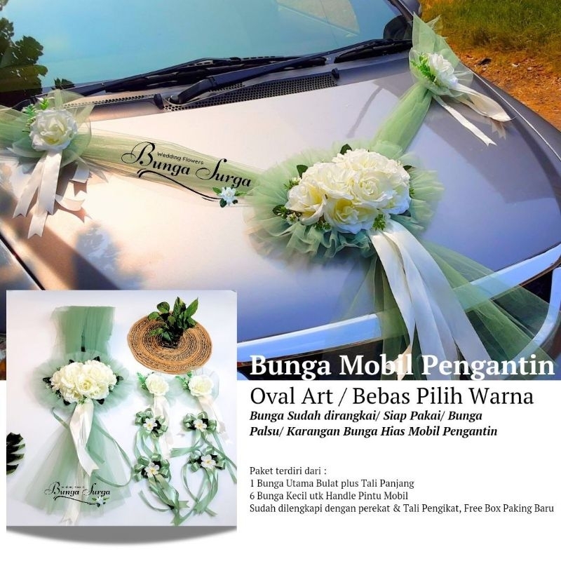 Jual BUNGA MOBIL PENGANTIN OVAL MEWAH / Asesoris Bunga Mobil / BUNGA ...