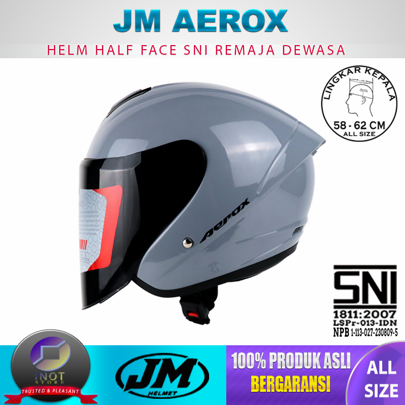 Jual JM AEROX Helm Motor Half Face Dewasa SNI Epoxy Glossy | Shopee ...