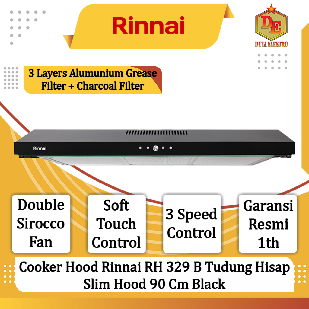 Jual Cooker Hood Rinnai RH 329 B Tudung Hisap Slim Hood 90 Cm Black | Shopee Indonesia