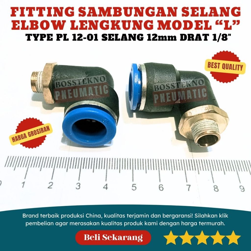 Jual RUMAH GROSIR FITTING PL 12mm SAMBUNGAN ELBOW SELANG PU SELANG ...