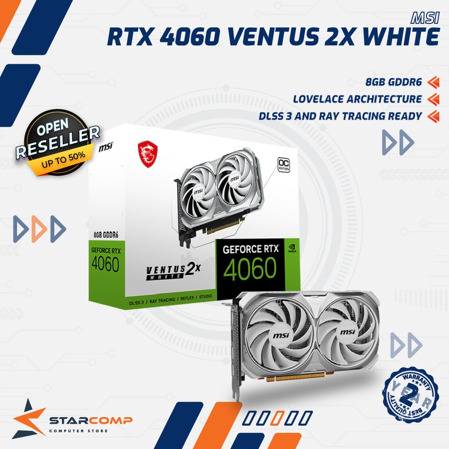 Jual MSI GeForce RTX 4060 VENTUS 2X White 8G OC VTS VGA RTX4060 8GB ...
