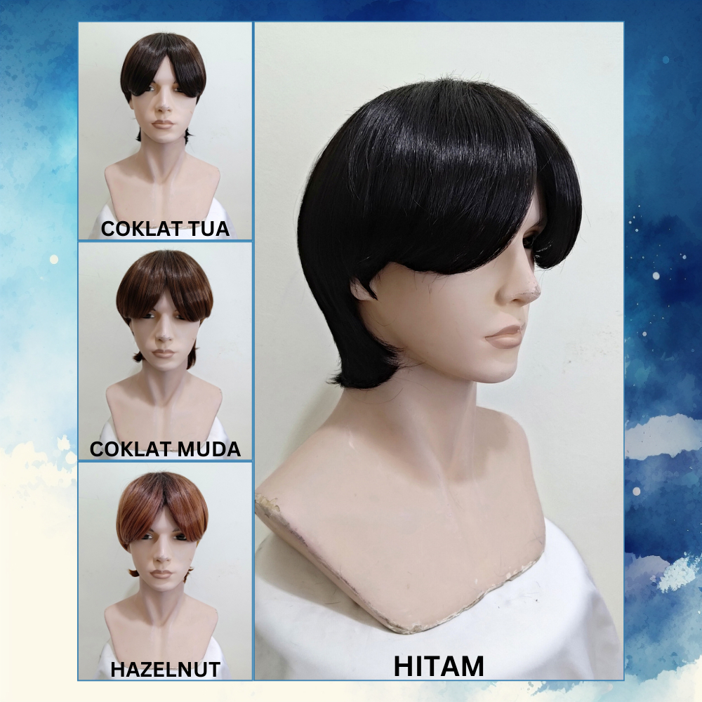 Jual EM 08 Wig Model Mullet Poni Belah Tengah, Kiri, dan Kanan Rambut ...