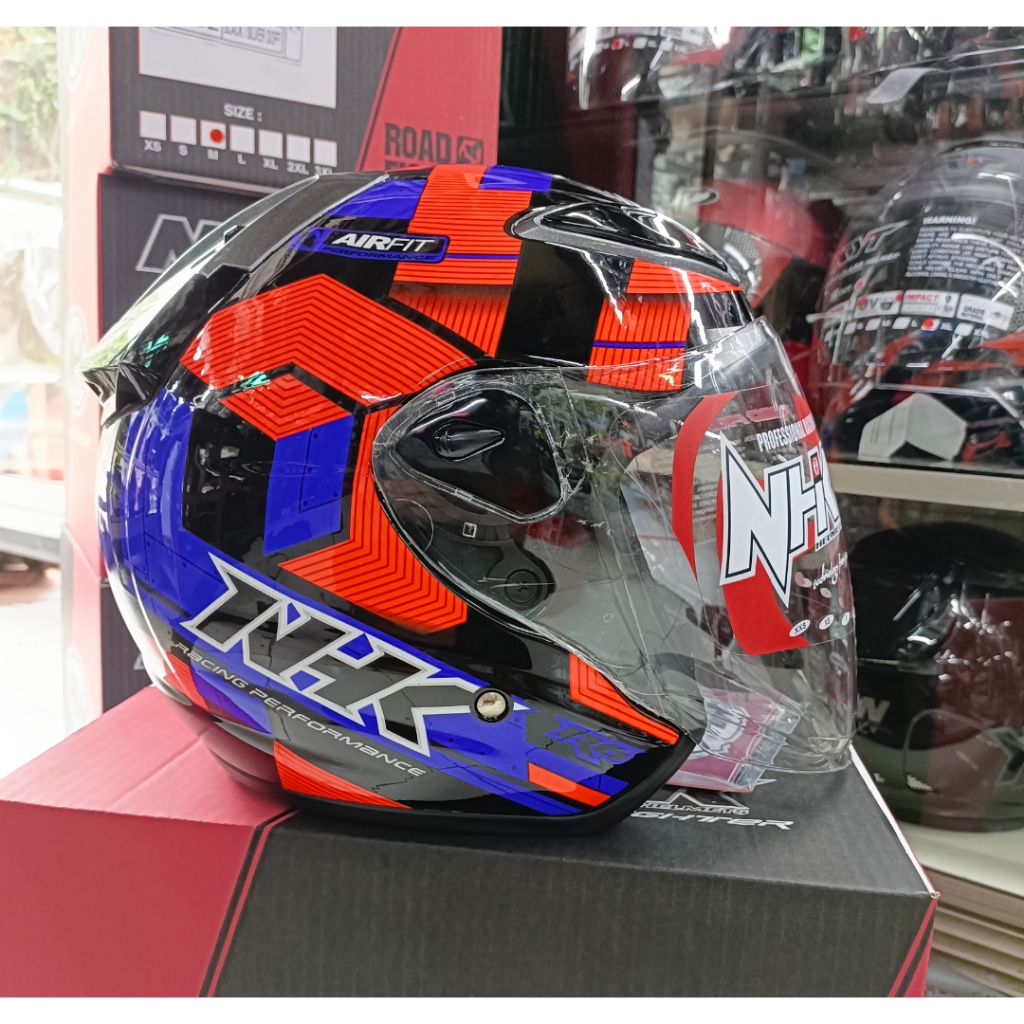 Jual HELM NHK R6 CUBE BLACK BLUE RED NHK R-6 MOTIF CUBE ORIGINAL SNI ...