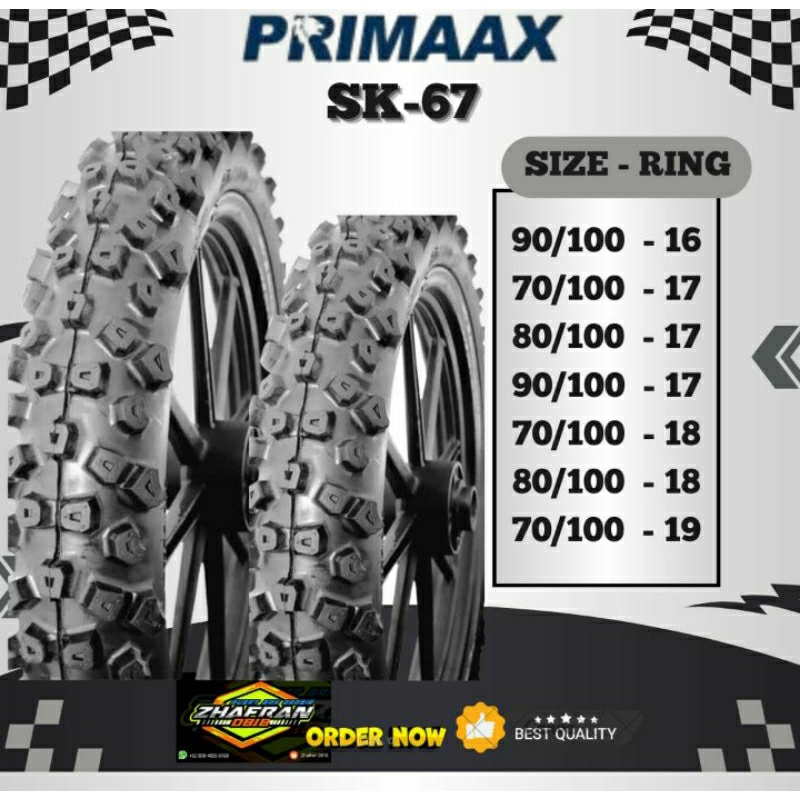 Jual BAN TRAIL/TREL/CROSS PRIMAAX SK 67 70/100 RING 18 TIPE BAN TUBE ...
