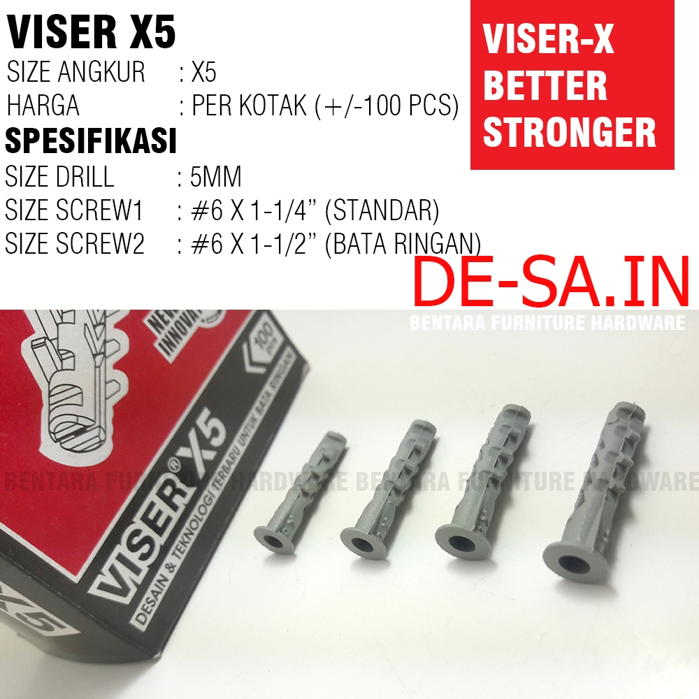 Jual (BOX SET) ANGKUR X5 ISI 100 PCS - UNTUK SKRUP SEKRUP BAUT Angkur ...