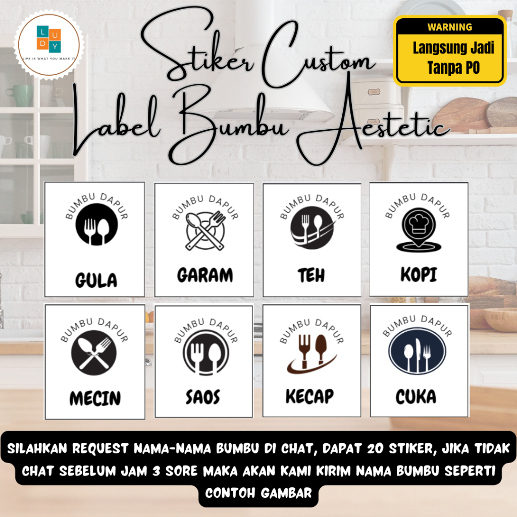 Jual Stiker Label Costum Bumbu Aesthetic estetis estetik, Label Dapat ...