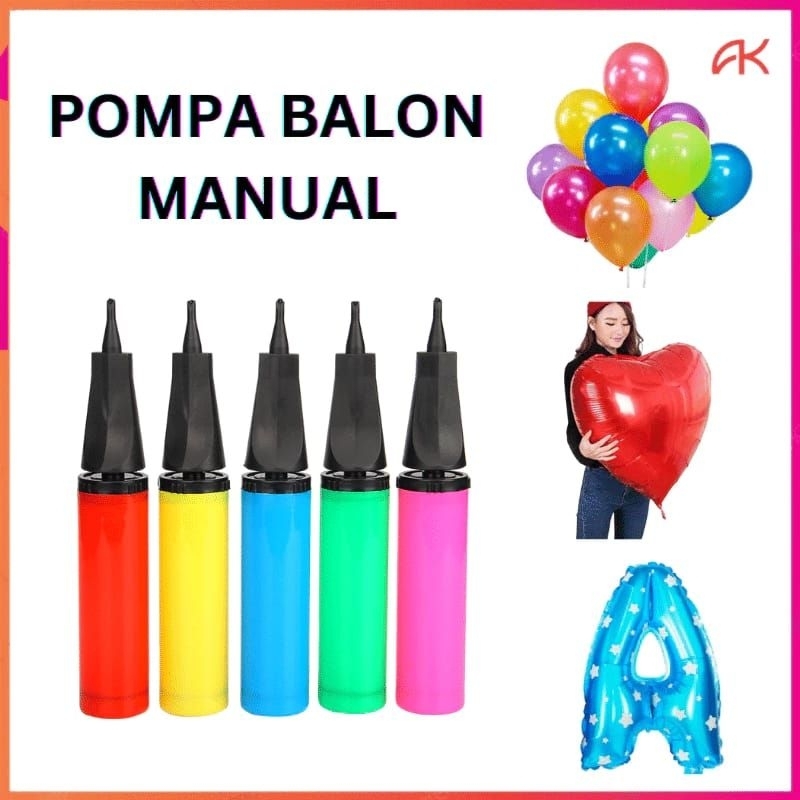 Jual Pompa Balon Tangan Mini Manual / Alat Pompa Tiup Angin Ballon Bola ...