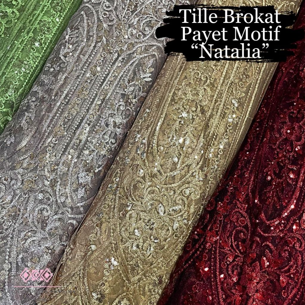 Jual Kain Tille Brokat Kebaya Motif Natalia NEW 2024 Bordir Payet ...