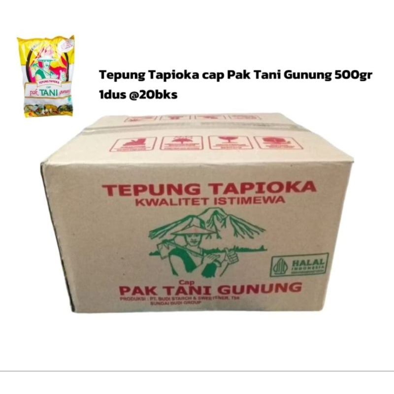 Jual [1 Dus] Tepung Tapioka Sagu Cap Pak Tani Gunung 500gr | Shopee ...