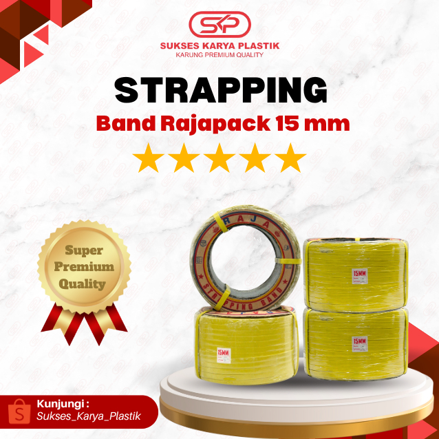 Jual TALI STRAPPING BAND KUNING/KLAM MEREK RAJAPACK LEBAR 15 MM ...